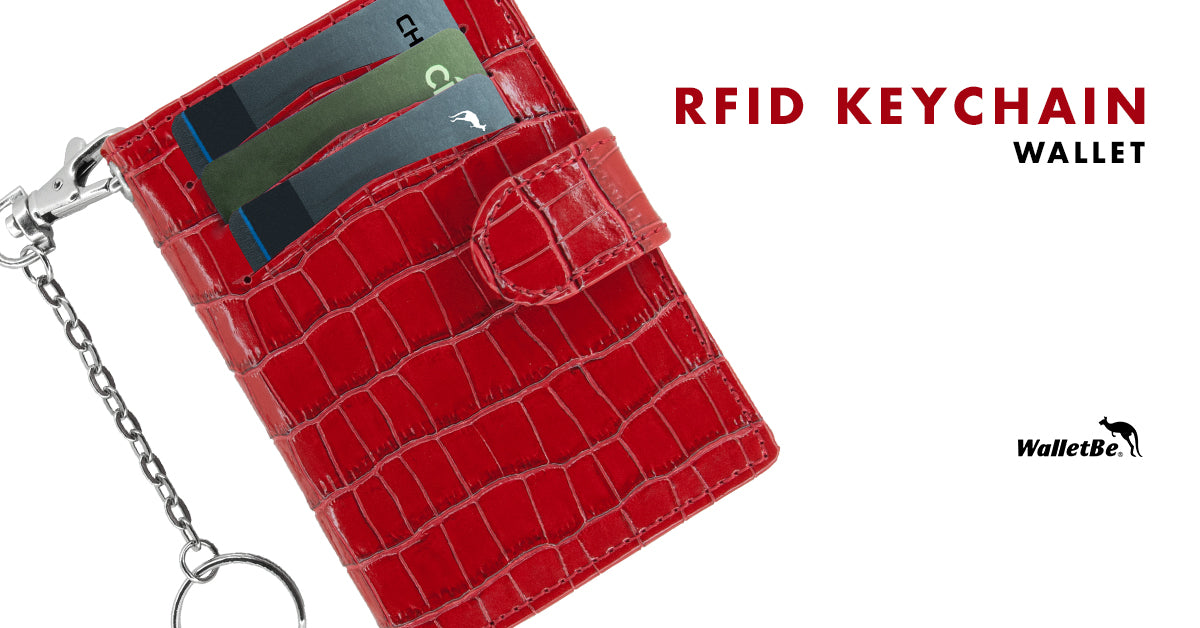 Keychain Croco Leather Wallet RFID – WalletBe