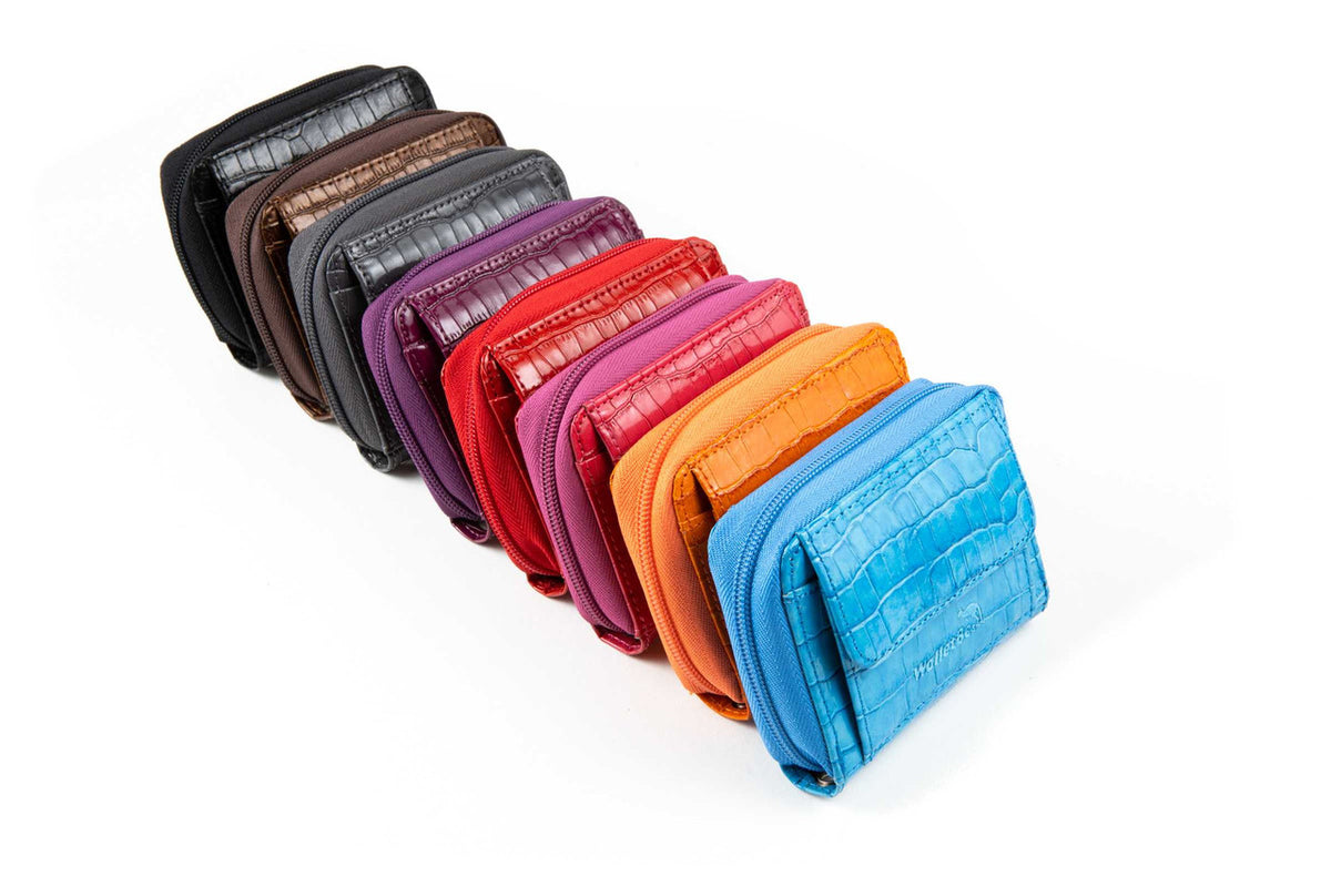 Cash Card Coin Accordion RFID Leather Clutch Wallet (Croco) – WalletBe